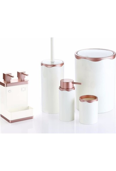 Azra Akrilik Banyo Takımı 2'li Mutfak Sıvı Sabunluk Beyaz Rose Gold Azra Akrilik Banyo Takımı 2'li Mutfak Sıvı Sabunluk Beyaz Rose Gold
