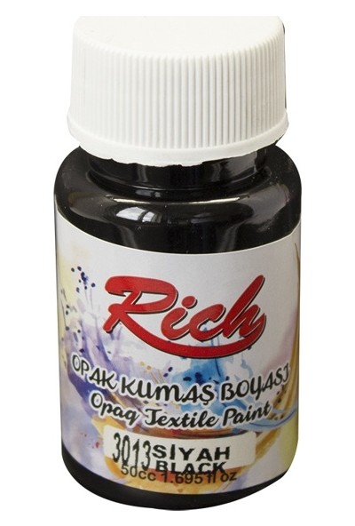 Rich Opak Kumaş Boyası 50 Cc. 3013 Siyah Rich Opak Kumaş Boyası 50 Cc. 3013 Siyah
