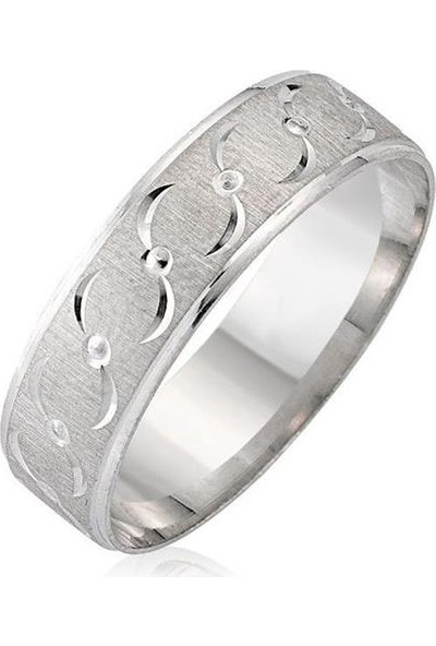 Takı Dükkanı Mat Motifli Gümüş Alyans Söz Nişan Yüzüğü twr02