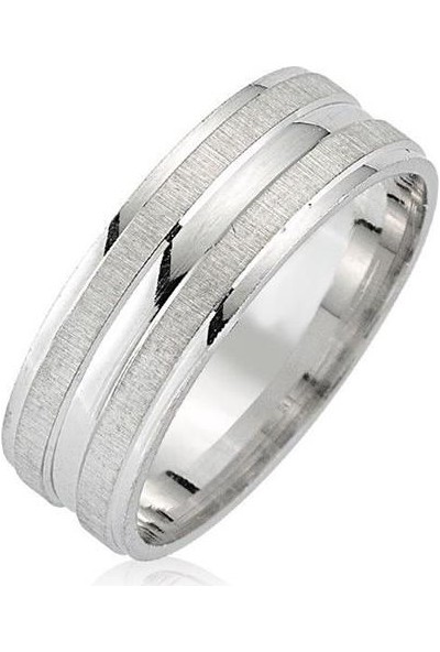Takı Dükkanı Mat Çizgili Gümüş Alyans Söz Nişan Yüzüğü twr03
