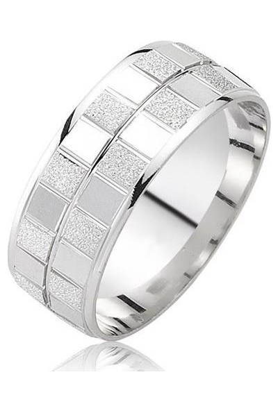 Takı Dükkanı Parlak Mat Dama Gümüş Alyans Söz Nişan Yüzüğü twr28