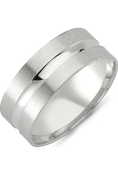 Takı Dükkanı Mat Çizgili Gümüş Alyans Söz Nişan Yüzüğü wr73-1