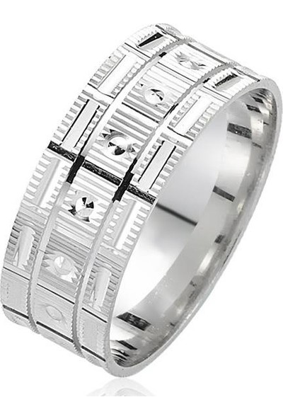 Takı Dükkanı Beyaz Gümüş Alyans Söz Nişan Yüzüğü wr75-1