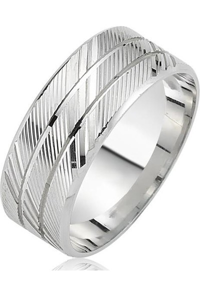 Takı Dükkanı Tırtıklı Gümüş Alyans Söz Nişan Yüzüğü wr76-1