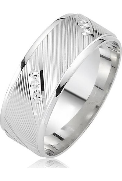 Takı Dükkanı Tırtıklı Gümüş Tek Alyans Söz Nişan Yüzüğü wr80-1