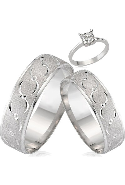 Takı Dükkanı Mat Gümüş Alyans Çifti Söz Yüzükleri Tektaş Hediyeli wr79 Takı Dükkanı Mat Gümüş Alyans Çifti Söz Yüzükleri Tektaş Hediyeli wr79