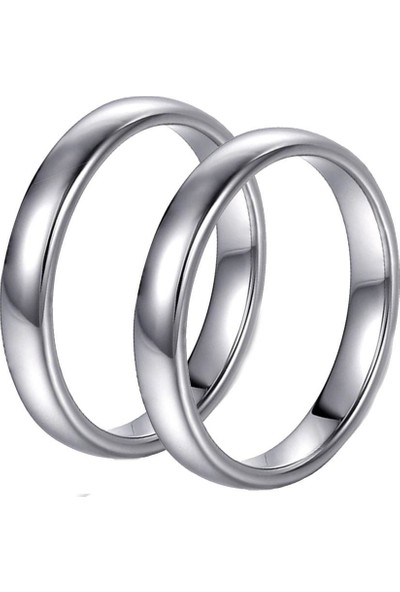 Takı Dükkanı 4 mm Ince Bombeli Çelik Alyans Çifti Söz Nişan Yüzüğü cl14