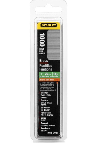Stanley 1-SWK-BN100T Zımba Çivisi 25 mm (1000 Adet) Stanley 1-SWK-BN100T Zımba Çivisi 25 mm (1000 Adet)