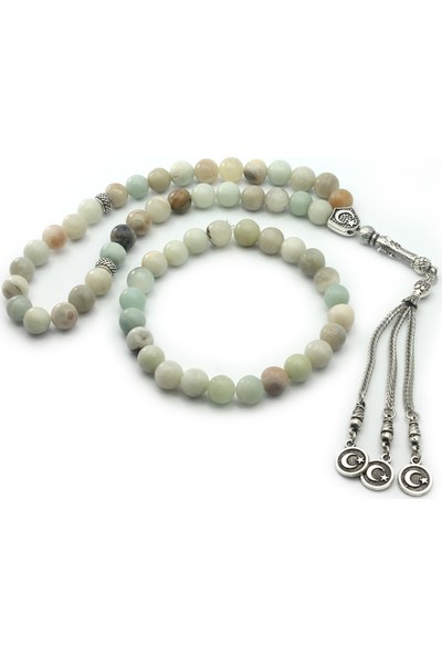Magazacım 8 mm Amazonit Doğal Taş Tesbih ve Bileklik Kombin Magazacım 8 mm Amazonit Doğal Taş Tesbih ve Bileklik Kombin