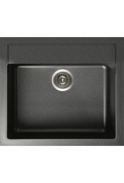 GRADDE TEK GÖZ DAMLALIKSIZ SİYAH GRANİT EVYE 51X56 CM