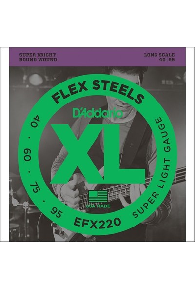 Daddario Efx220 Bas Teli 0.40-0.95 Flexsteels (Slap)