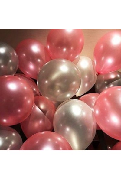 Renkli Parti Balon Evi 25 Adet Metalik Sedefli (Şeker Pembe-Gümüş Gri) Karışık Balon Renkli Parti Balon Evi 25 Adet Metalik Sedefli (Şeker Pembe-Gümüş Gri) Karışık Balon