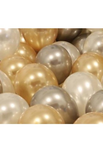 Renkli Parti Balon Evi 50 Adet Metalik Kaliteli (Gold-Gümüş-Beyaz Karışık) Uçan Balon Renkli Parti Balon Evi 50 Adet Metalik Kaliteli (Gold-Gümüş-Beyaz Karışık) Uçan Balon