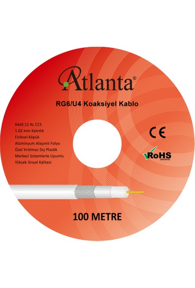 Atlanta Rg6/u4 64 Tel Ccs Anten Kablosu (100 Metre) 4K Full Hd Atlanta Rg6/u4 64 Tel Ccs Anten Kablosu (100 Metre) 4K Full Hd