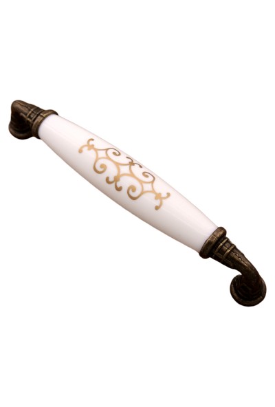 Azm Porselen Görünümlü Kulp Antik Sarı Yaldızlı 128 mm Azm Porselen Görünümlü Kulp Antik Sarı Yaldızlı 128 mm