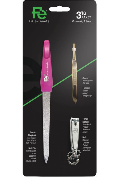 Fe 3 Lü Bakım Seti ( Törpü + Cımbız + Tırnak Makası )