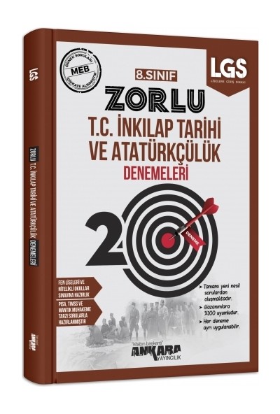 Ankara Yayıncılık 8. Sınıf T.C. İnkılap Tarihi Ve Atatürkçülük 20 Zorlu Denemeleri Ankara Yayıncılık 8. Sınıf T.C. İnkılap Tarihi Ve Atatürkçülük 20 Zorlu Denemeleri