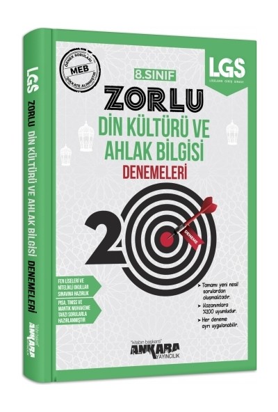 Ankara Yayıncılık 8. Sınıf Din Kültürü Ve Ahlak Bilgisi 20 Zorlu Denemeleri Ankara Yayıncılık 8. Sınıf Din Kültürü Ve Ahlak Bilgisi 20 Zorlu Denemeleri