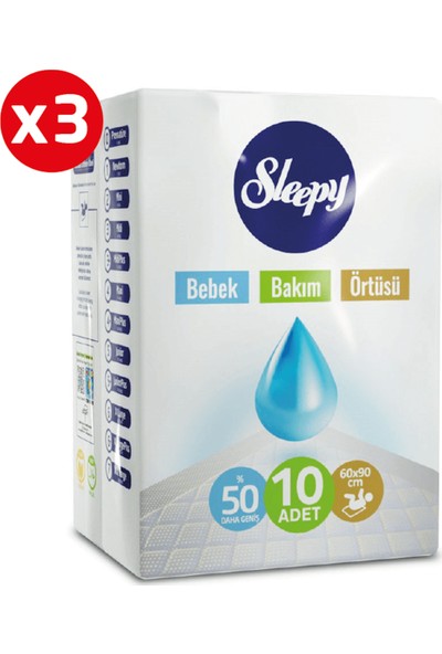 Sleepy Bebek Bakım Örtüsü Yeni Beyaz 60X90 cm 10'lu (3 Paket)