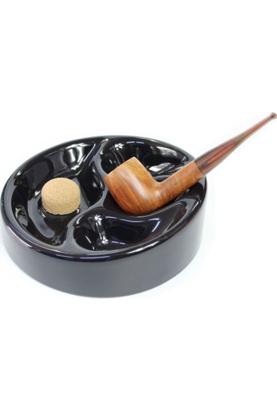 T-Bek Seramik 3 Pipo Sehpalı Pipo Küllüğü Siyah