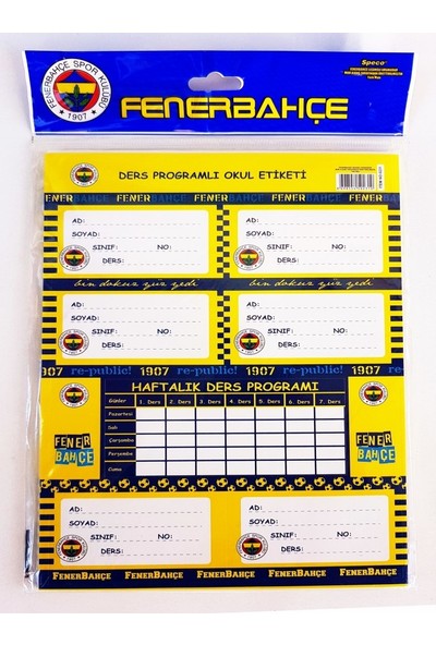 Fenerbahçe Ders Programlı Okul Etiketi 3'lü Paket Fenerbahçe Ders Programlı Okul Etiketi 3'lü Paket