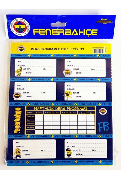 Fenerbahçe Ders Programlı Okul Etiketi 3'lü Paket Fenerbahçe Ders Programlı Okul Etiketi 3'lü Paket