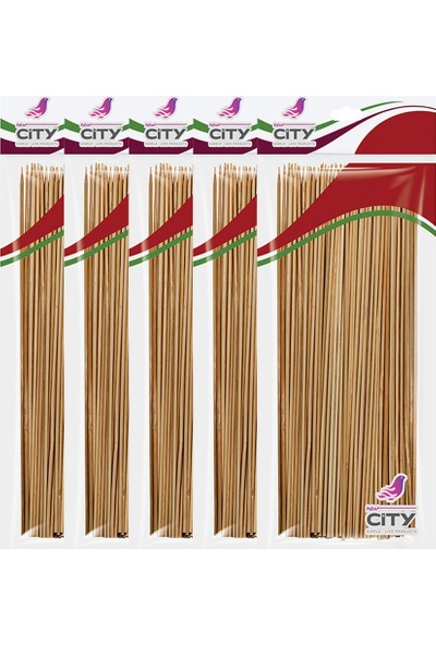 New City Bambu Ahşap Çöp Şiş 25 cm 100 Lü - 5 Li Set New City Bambu Ahşap Çöp Şiş 25 cm 100 Lü - 5 Li Set