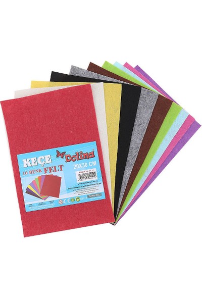 Felt Renkli Keçe 20X30 A4 10 Lu Paket