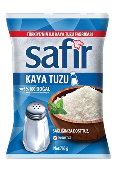 Safir 750 gr İyotlu Poşet Tuz Safir 750 gr İyotlu Poşet Tuz
