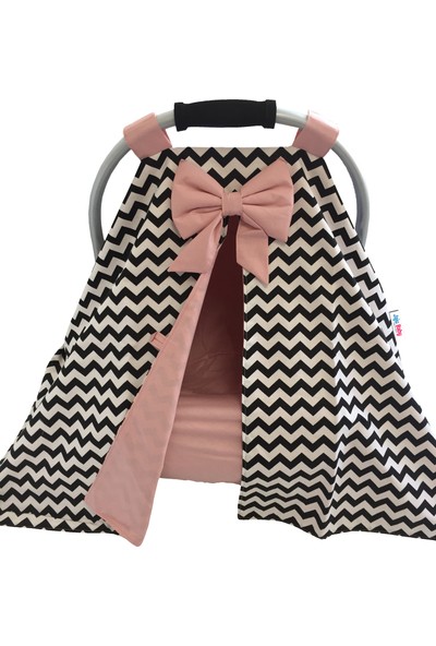 Jaju Baby Siyah Zigzag ve Pudra Kombinli Puset Örtüsü ve Iç Kılıfı