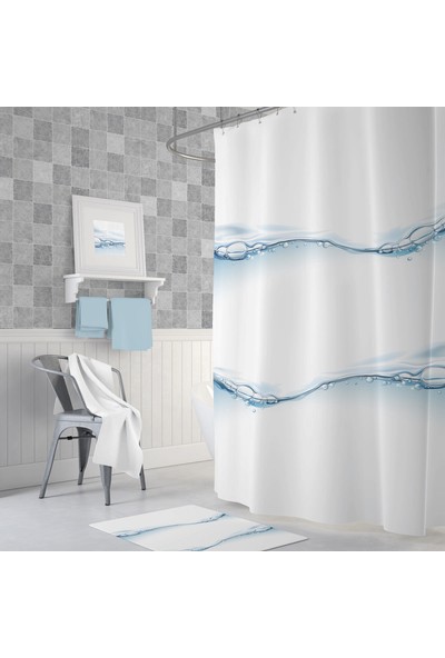 Zethome Tropik Waterdrop Banyo Duş Perdesi Tek Kanat 1 x 180 x 200 cm