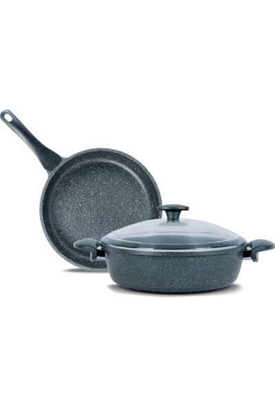 Thermoad Yanmaz Yapışmaz Alüminyum Döküm Granit 3 Parça Maxi Set / Gri Thermoad Yanmaz Yapışmaz Alüminyum Döküm Granit 3 Parça Maxi Set / Gri