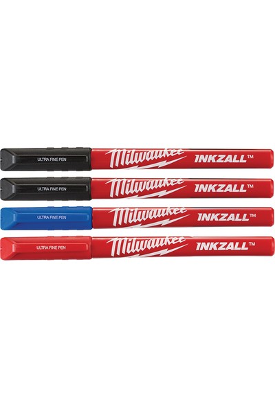 Milwaukee Inkzall İnce Uçlu Siyah Mavi Kırmızı Marker 4 Parça Set Milwaukee Inkzall İnce Uçlu Siyah Mavi Kırmızı Marker 4 Parça Set
