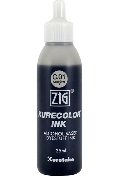Zig Kurecolor Refill Alcohol Ink Mürekkep 25 Ml. C01 Cool Gray 1 Zig Kurecolor Refill Alcohol Ink Mürekkep 25 Ml. C01 Cool Gray 1
