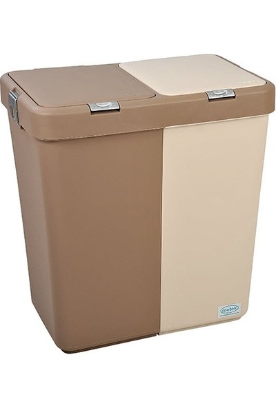 Motek 2'li Dokunmatik Kirli Çamaşır Sepeti Kahverengi Krem