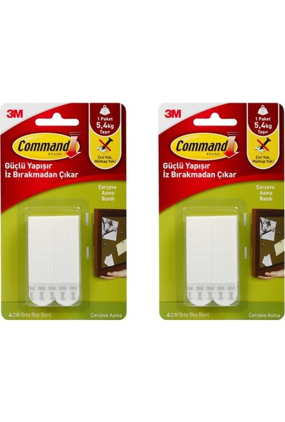 3M 17201-4PK Command Orta Boy Cırt Cırt Bant 2'li Set 3M 17201-4PK Command Orta Boy Cırt Cırt Bant 2'li Set