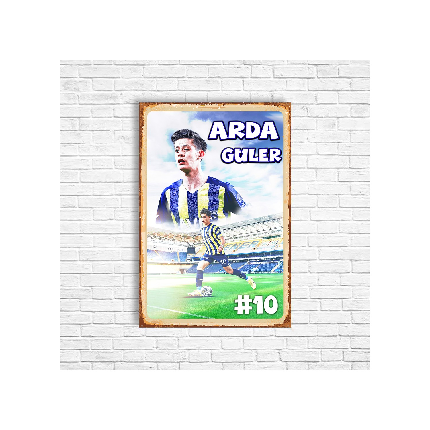 Trend Poster Arda Güler Sarı Lacivert Retro Ahşap Poster Fiyatı