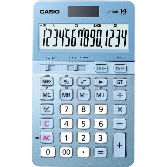 Casio JS-40B-BU Mavi Profesyonel 14 Hane Masa Üstü Hesap Fiyatı