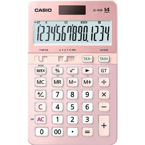 Casio JS-40B-PK Pembe Profesyonel 14 Hane Masa Üstü Hesap Fiyatı