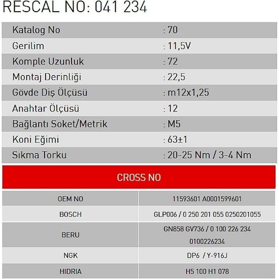 RESCAL Isıtma Bujisi - Mercedes - Ssangyong Fiyatı