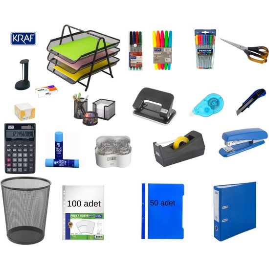 Uzun Kırtasiye 23 Parça Kraf Ofis Seti - Bir Ofiste Fiyatı