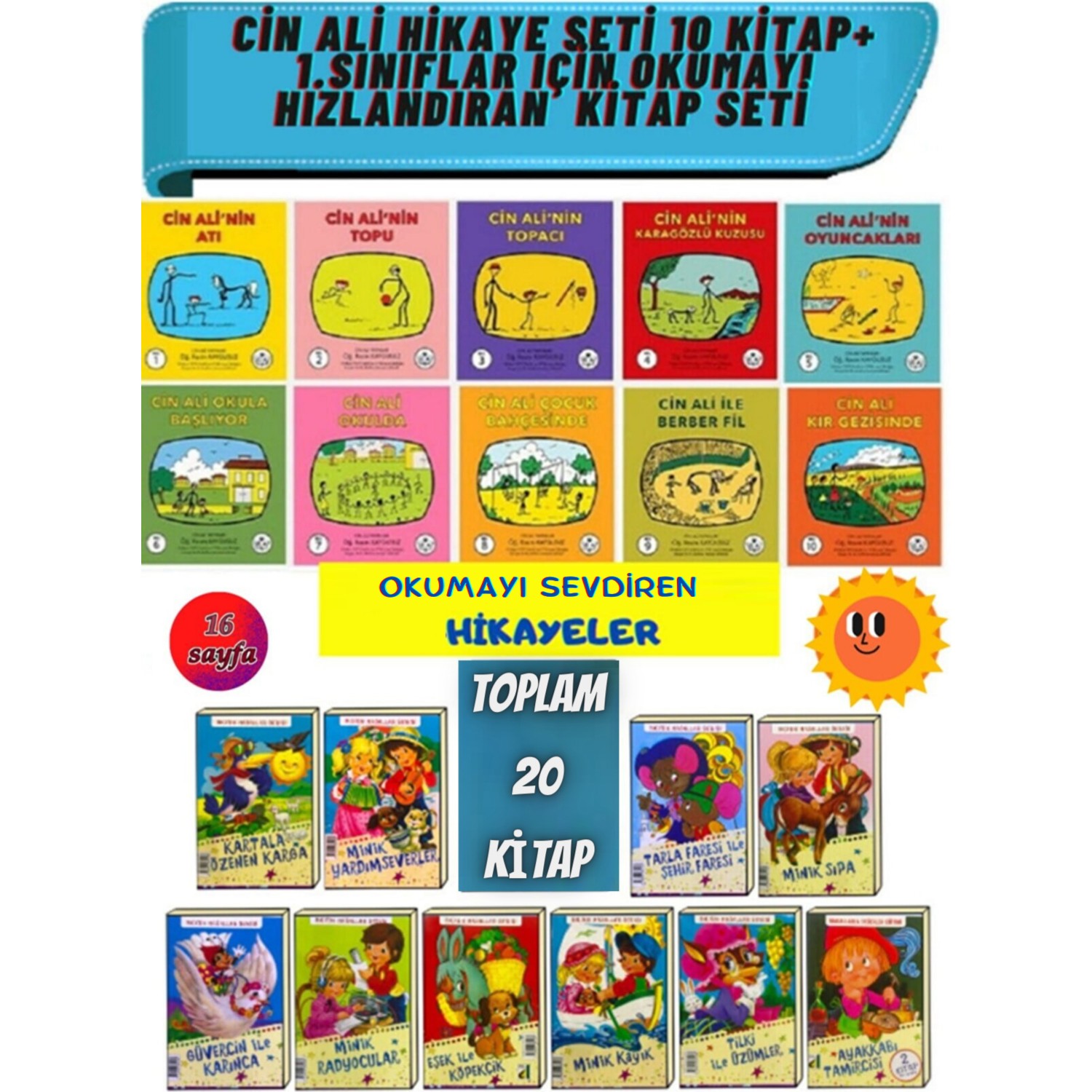 Cin Ali Hikaye Seti 10 Kitap+ 1.sınıflar Için Okumayı Kitabı