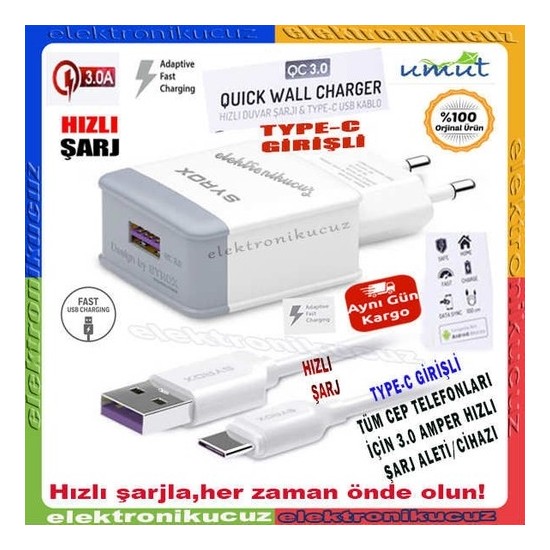 Syrox Hhm_vestel Venus E5 Uyumlu Type-C Girişli Hızlı Şarj Fiyatı