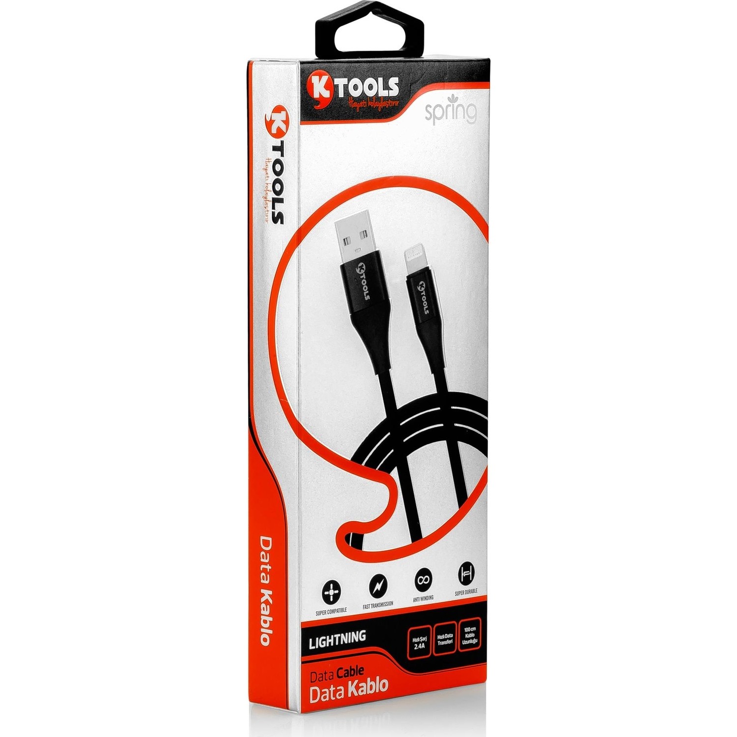 Ktools Spring Lightning 2.4A Data Kablosu Hızlı Şarj 1 mt Fiyatı