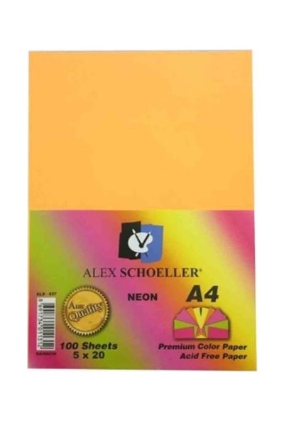 Alex Schoeller Fotokopi Kağıdı A4 Fosforlu Karışık 100Lü Alx-837