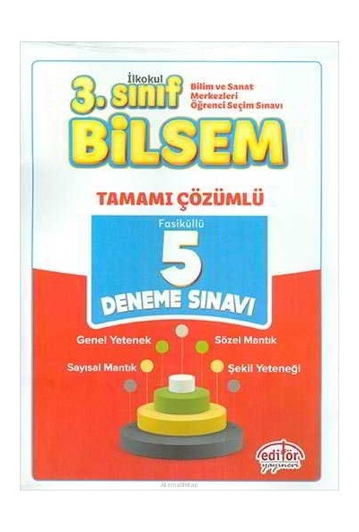 Editör Yayınları 3. Sınıf BİLSEM Çözümlü 5 Deneme Sınavı