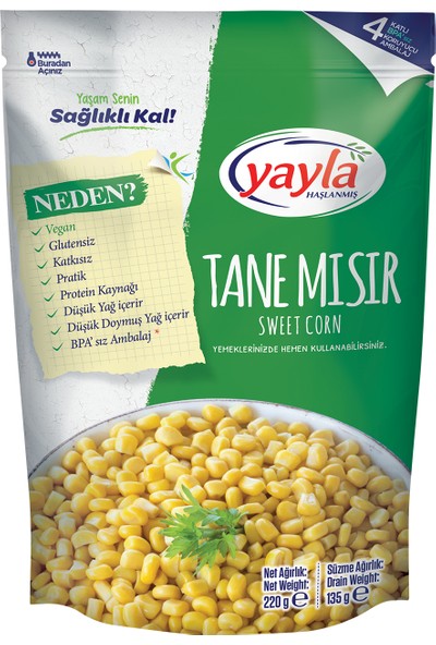 Yayla Haşlanmış Tane Mısır 220 gr Yayla Haşlanmış Tane Mısır 220 gr