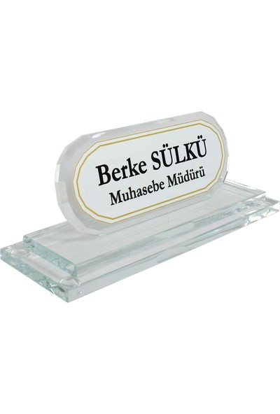 Ikiyıldız Kristal AS075 Ofis Için Masa Üstü Kristal Masa Isimlik Uv Baskılı