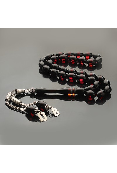 Papatya Silver Kişiye Özel Harf Sıkma Kehribar Tesbih