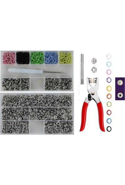 İşkur Makina Metal Renkli 9.5 mm Çıt Çıt ve El Pensesi Takma Çakım Seti 350 Set İşkur Makina Metal Renkli 9.5 mm Çıt Çıt ve El Pensesi Takma Çakım Seti 350 Set